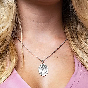 PicturesOnGold.com Saint Gianna Beretta Molla Oval Religious Medal - 2/3 X 3/4 Inch Size of Nickel, Sterling Silver with Engraving