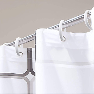 White Shower Curtain Hooks Rings, 12pcs Plastic Rust Proof Shower Curtain Hooks, Round Curtain O Rings Hook Hanger for Bathroom Shower Window Rod