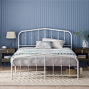 Zinus Heidi Metal Platform Bed Frame / Steel Mattress Foundation / No Box Spring Needed / Easy Assembly, White, Full