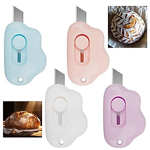 4 Pack Bread Lame Dough Scoring Tool Bread Dough Cutter with Push-pull Handle Sourdough Starter Bread Making Bakers Razor Scorer for Sourdough Baking & Bread Making Tools