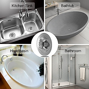 PRIMSOPH Shower Drain Hair Catcher Pop up Drain Hair Strainer Hair Trap Hair Filter Bath Tub Drain Stopper Bathtub Drain Cover Bathroom Sink Drain Protector Basket Adapts to Threads on Both Sides