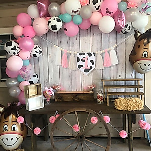 Holy Cow 1st Tassels Banner Birthday Decorations Girl - First Highchair Tassels Banner, High Chair Tassels Wood Beads Garland Party Supplies, Pink Black White, Photo Props, Handmade