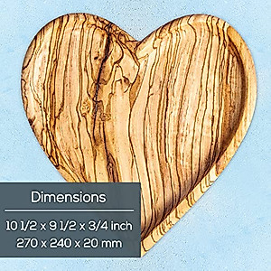 Crystalia Wooden Serving Plate, Handmade Natural Olive Wood Unique Heart Shaped Tray, Perfect for Any Occasion, Gift, Fruit, Snack, Food, Cakes & Nuts, European Dinnerware, Charger Plate