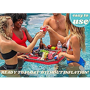 Polar Whale Large Floating Spa Hot Tub Bar Drink and Food Table Red and Black Refreshment Tray for Pool or Beach Party Float Lounge Durable Foam 23.5 Inches 9 Compartment UV Resistant