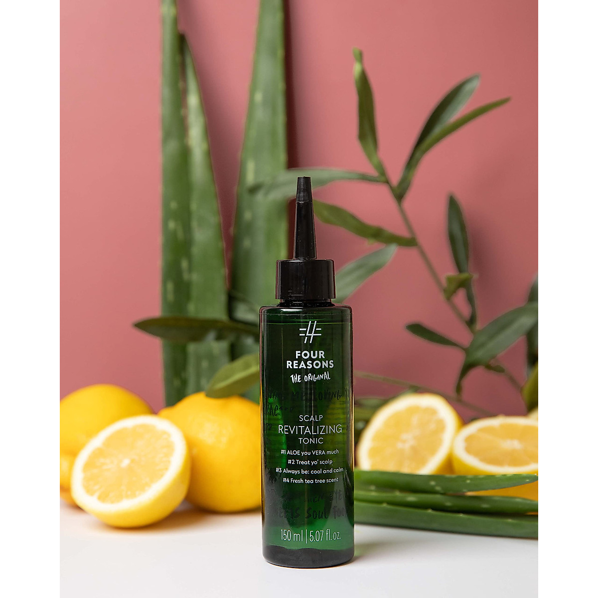 Four Reasons Original Scalp Revitalizing Tonic- Moisturizing & Calming Anti-Itch Hair Tonic With Tea Tree Oil and Aloe Vera For Dry, Flaky, Itchy Scalp - 100% Vegan & Cruelty Free - 5.07 fl.oz