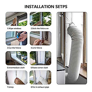 Aozzy Portable Air Conditione Window Seal, 400CM Waterproof Portable AC Window Seal and Tumble Dryer Compatible with Medium or Large Casement Crank Window and Tilting Window 158 inch (White)