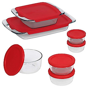 Pyrex Easy Grab 14-Piece Glass Baking Dish Set with Lids, Glass Food Storage Containers Set, Non-Toxic, BPA-Free Lids, Bakeware Set