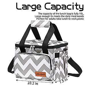 uoloao Large Lunch Bag Men Women for Work, 18Can(10L) Insulated Lunch Box Cooler Bag Leakproof, Adult Lunch Box with Adjustable Shoulder Strap for Office Picnic Beach School