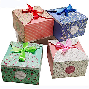 Chilly Gift Boxes, Set of 12 Decorative Treats Boxes, Cake, Cookies, Goodies, Candy and Handmade Bath Bombs Shower Soaps Gift Boxes for Christmas, Birthdays, Holidays, Weddings (Flower Patterned)