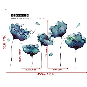 LiveGallery Removable Kids Room Wall Decoration Art Decor DIY Blue Flower Wall Decals Floral Wall Stickers Murals for Baby Bedroom Girls Boys Nursery Rooms Bathroom Living Room Wall Corner (Flower)