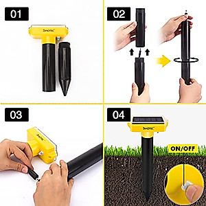Diaotec Mole Repellents Solar Powered Groundhog Repellent Vole Repellent Outdoor Sonic Spike Pest Control to Keep Rodents Away from Your Lawn and Garden