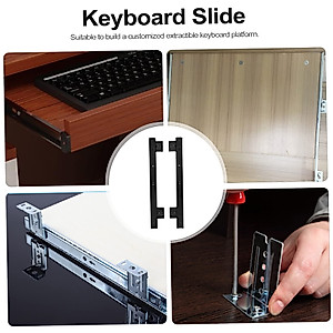 Operitacx 1 Pair Keyboard Rails Computer Slider Track Rail Keyboard Tray Rails Heavy Duty Drawer Slides Keyboard Slides Desktop Stand Keyboard Stand Slider Guide Office Stainless Steel