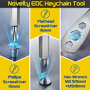 Keychain Screwdriver Tool Stocking Stuffers Gifts for Men - Portable Key Shaped Pocket Screw Driver Gadgets EDC Multi Tool for Outdoor Repair - Hex Wrench Phillips Flathead Bottle Opener Key Ring