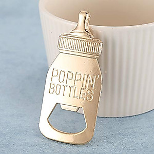 Yuokwer 16 pcs Baby Shower Return Gifts for Guest Supplies Poppin Baby Bottle Shaped Bottle Opener Favor(Blue 16pcs)