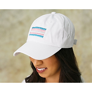 Fundraising For A Cause | Transgender Awareness Hat in White w/Rectangle Pride Flag (1 Hat - RETAIL)