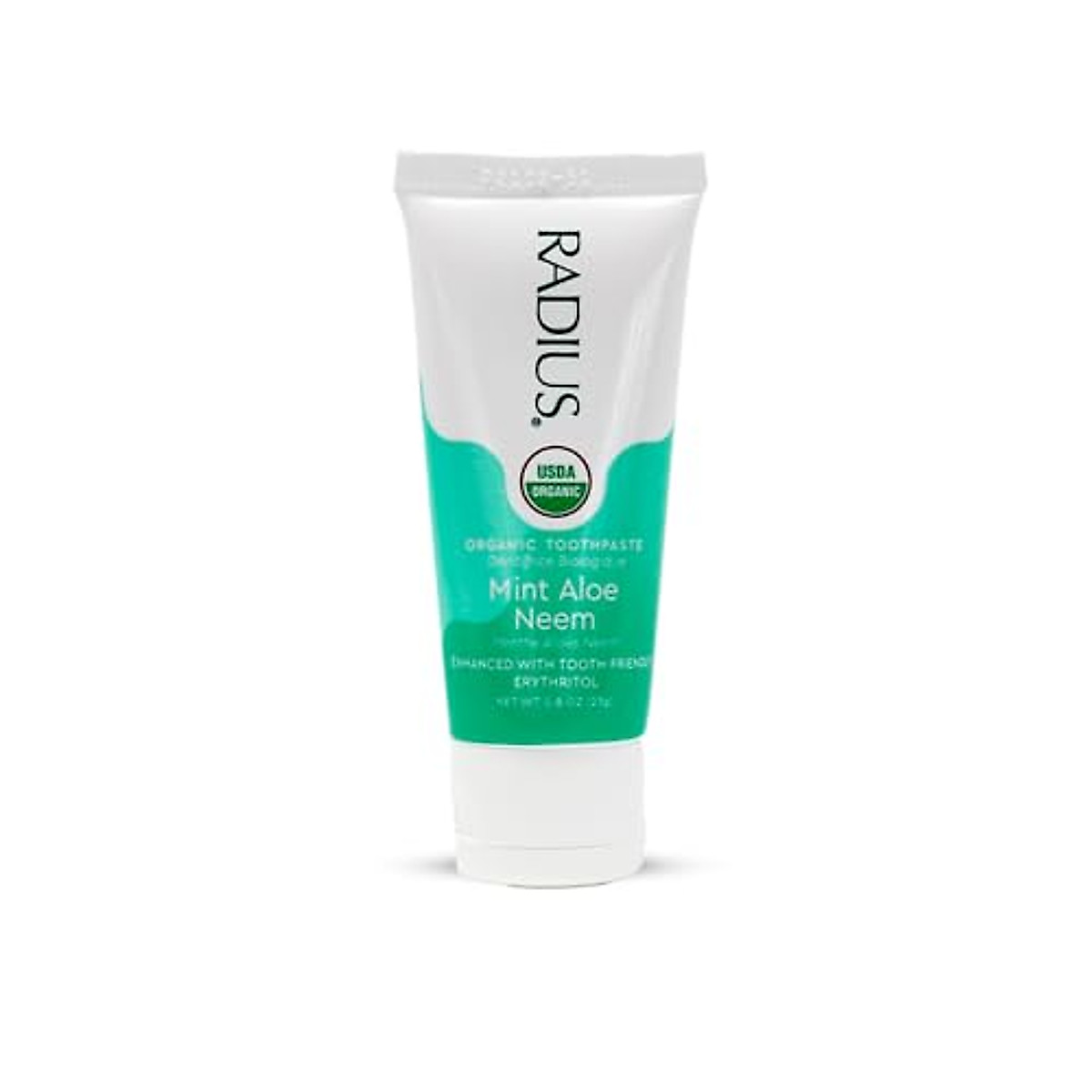 RADIUS USDA Organic Toothpaste Travel Trial Size 0.8 oz Non Toxic Chemical-Free Gluten-Free Designed to Improve Gum Health & Prevent Cavity - Mint Aloe Neem - Pack of 3