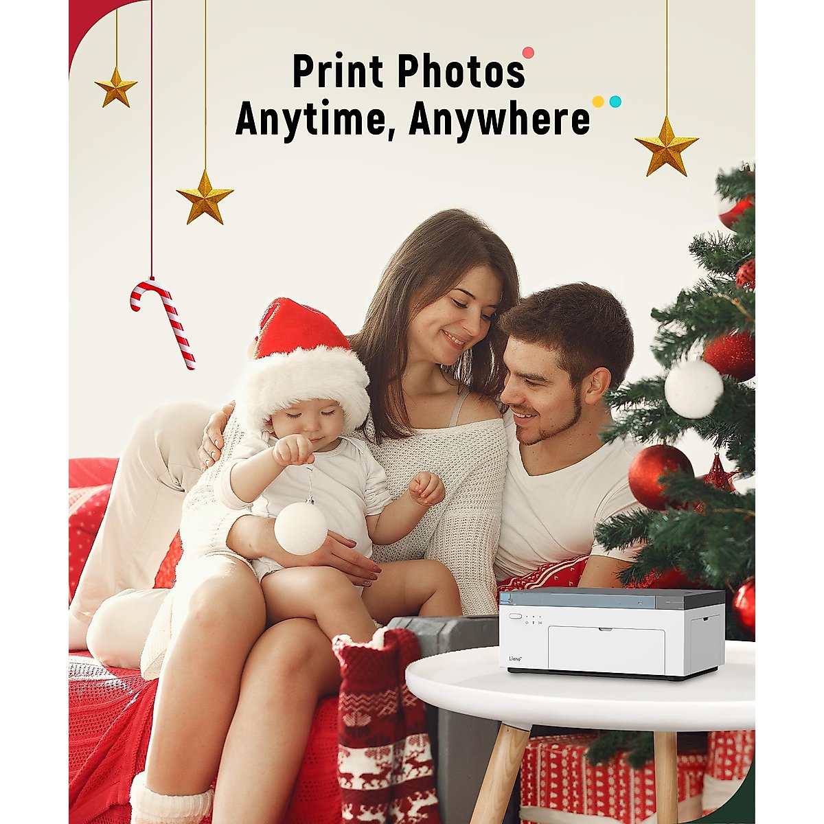 Liene 4x6'' Photo Printer Bundle (60 pcs +2 Ink Cartridges), Wi-Fi Picture Printer, Photo Printer for iPhone, Android, Smartphone, Computer, Dye-Sublimation, Portable Photo Printer for Home Use