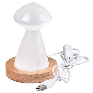 JIC Gem USB Selenite Lamp Hexagonal Crystal Points Selenite Tower Lamp Morocco Skyscraper 4 Inch with Wooden Light Stand Base