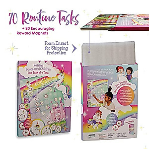 Unicorn Chart to Success| Magnetic Dry Erase| Daily Routine Responsibility Chore Chart for Kids| 80 Reward Tiles| 70 Tasks, Including Behavior and Self-Care| Fun Design for Girls| Raising a Star