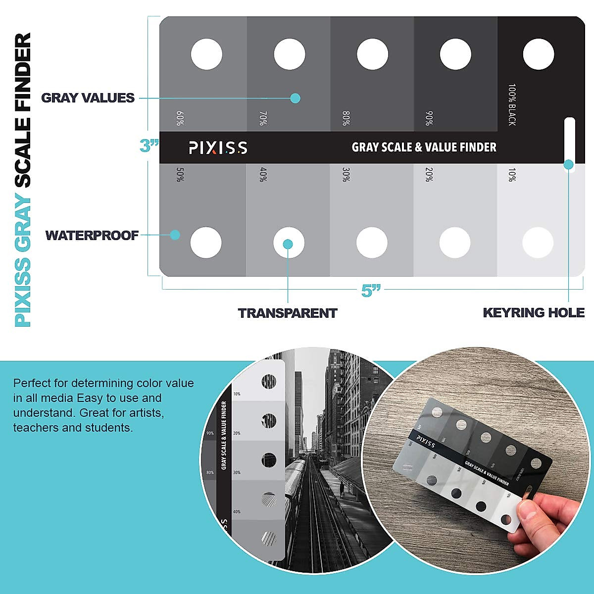 Gray Scale Value Finder, Color Wheel, Artists View Catcher Finder on Lanyard with Measuring Tape Tools for Artists.
