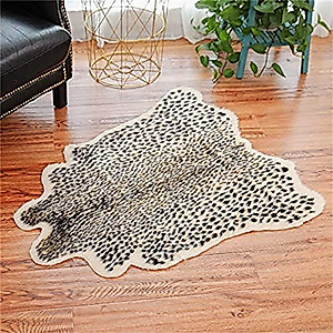 Leopard Print Rug,Faux Cowhide,Artificial Carpet,Simulation Cowhide, Leopard, Tiger, Zebra, Cow Hide Mat Rug Animal Print Rug Hide Faux Carpet (A) / 40x37inch,3.3x3.1ft
