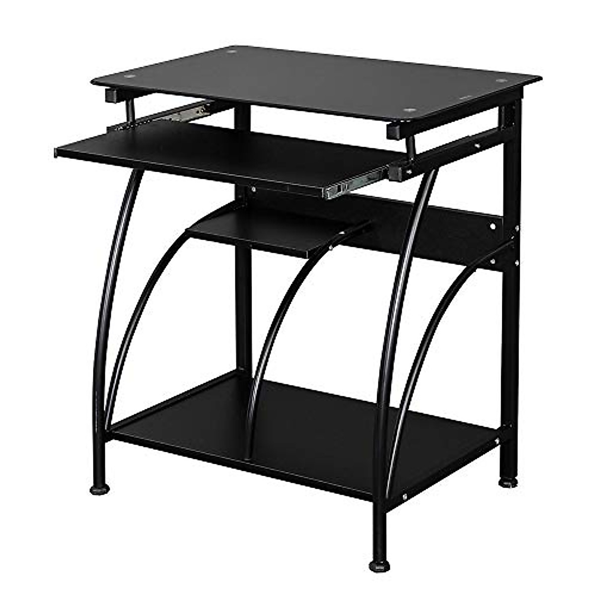 Glass Top Computer Workstation Computer Desk - Large Tempered Glass Computer Table for Home Office