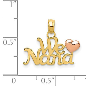 IceCarats 14K Two Tone Gold We Love Grandma Necklace Nana Charm Grandmother Pendant 16mm x Only