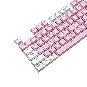 OEM Profile 104 Doubleshot PBT ANSI Layout Keycaps for Mechanical Keyboard,Key caps,Durable Translucent Backlit Key Compatible Gaming Keyboard keycaps for 61/87/104 Keyboards(Pink White Combo)