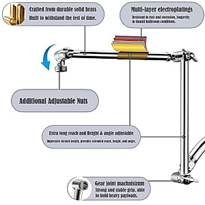 16 inch Dual Extension Extra Long Adjustable Shower Head Extension Arm With Locking Set Screw, Singing Rain Brass Angle Height Adjustable, G1/2 Universal Connector Compatible (Chrome Finish)