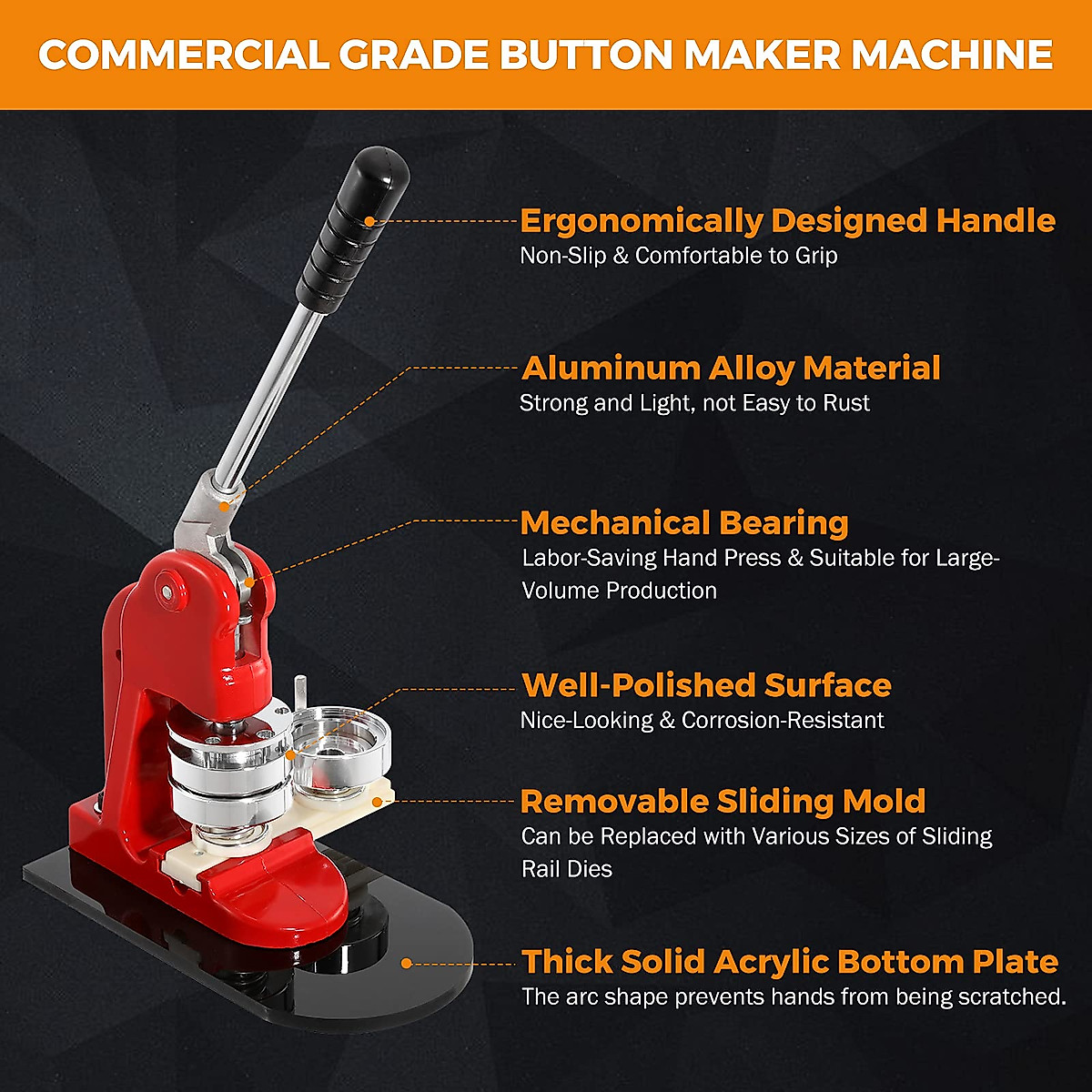 BEAMNOVA Button Maker Machine DIY Round Pin Maker Kit, 58mm / 2.28 in (about 2-1/4 Inch) Badge Press Machine with 1000 Button Blanks Parts Supplies