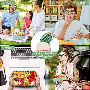 MYSEXY Bento Lunch Box for Kids and Adults with 3 Compartment Leak Proof Lunch Boxes for Men Women Food Containers with Spoon Fork Knife Chopsticks - 1400 ML (Khahi)