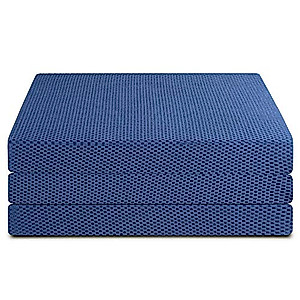 Sleeplace 4 inch Tri-Folding Memory Foam Topper, Blue (Blue), Twin (SVCN04TM02T)