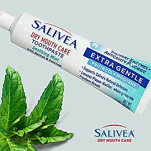 SALIVEA Dry Mouth Toothpaste - Soothing Mint Toothpaste with Natural Salivary Enzymes - Gentle Toothpaste to Aid Dry Mouth Care - Natural, Paraben Free Dry Mouth Toothpaste - Mint Flavor (2 Pack)