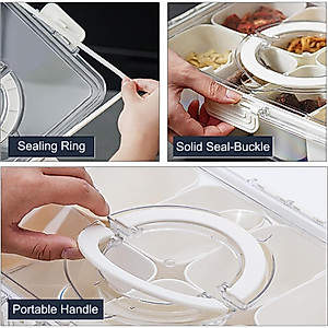 GEGEBOOM Divided Serving Tray with Lid and Handle,Portable Snackle Box Charcuterie Container,Snack tray Storage Organizer with lid,Snack Platters for Fruit, Nuts, Candy, Party, Picnic,Travel(2 Pack)