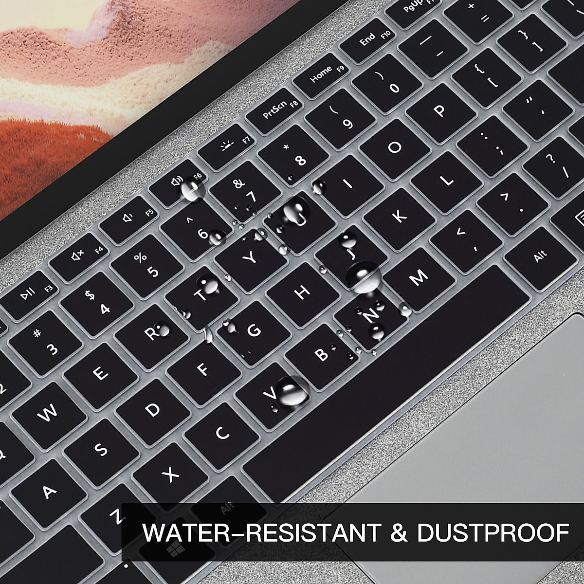 CaseBuy Keyboard Cover for Microsoft Surface Pro 7 Plus/7/6/5/4, US Layout, Black, Silicone