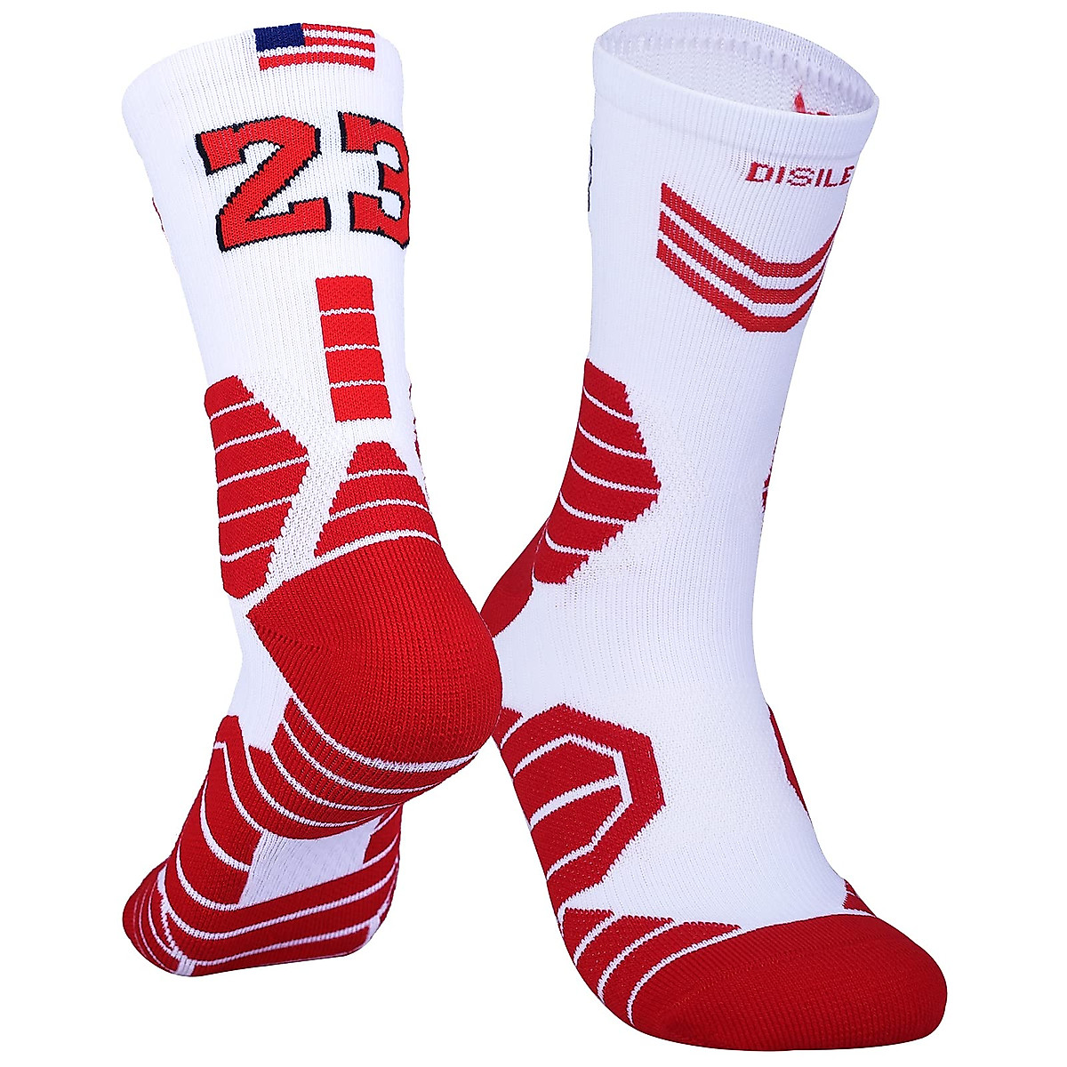 Disile Elite Basketball Socks, 3 Pack Cushioned Sports Socks Crew Socks for Men & Women