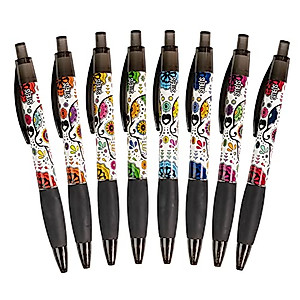 Sugar Skull Smens - Scented Pens, Black Ink, Medium Point - 8 Count
