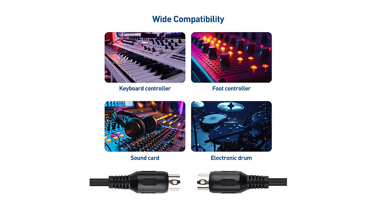 Cable Matters 2-Pack 5 Pin MIDI Cables – 6 Feet for Studio & Music