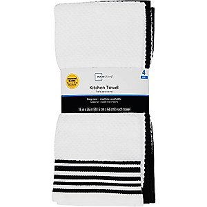 Mainstay Kitchen Towels - Set of 4 (Black, White)