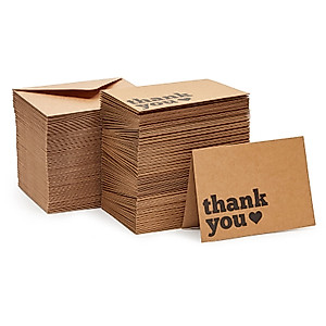 Rustic Thank You Cards Value Pack (120-Count) - Kraft Paper Thank You Cards, Blank on The Inside, Envelopes Included - 13 x 9.4 cm