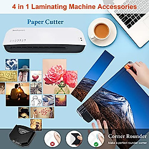 Laminator, A4 Laminator Machine, 9 Inch Thermal Laminator Machine, 4 in 1 Personal Desktop Cold Laminator with Paper Cutter and Corner Rounder 15 Laminating Pouches for Office School Business Use