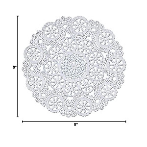 Royal Consumer Medallion Lace Round Paper Doilies, 8-Inch, Pack of 20 (B23004), White