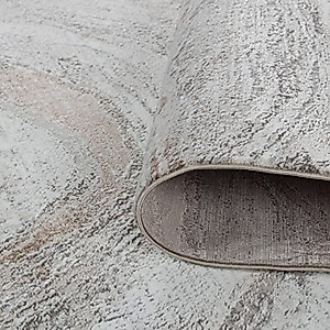 GLORY RUGS Abstract Area Rug Modern Contemporary Faded Soft for Living Room Dining Room Bedroom Home and Office (108CreamGold, 8x10)