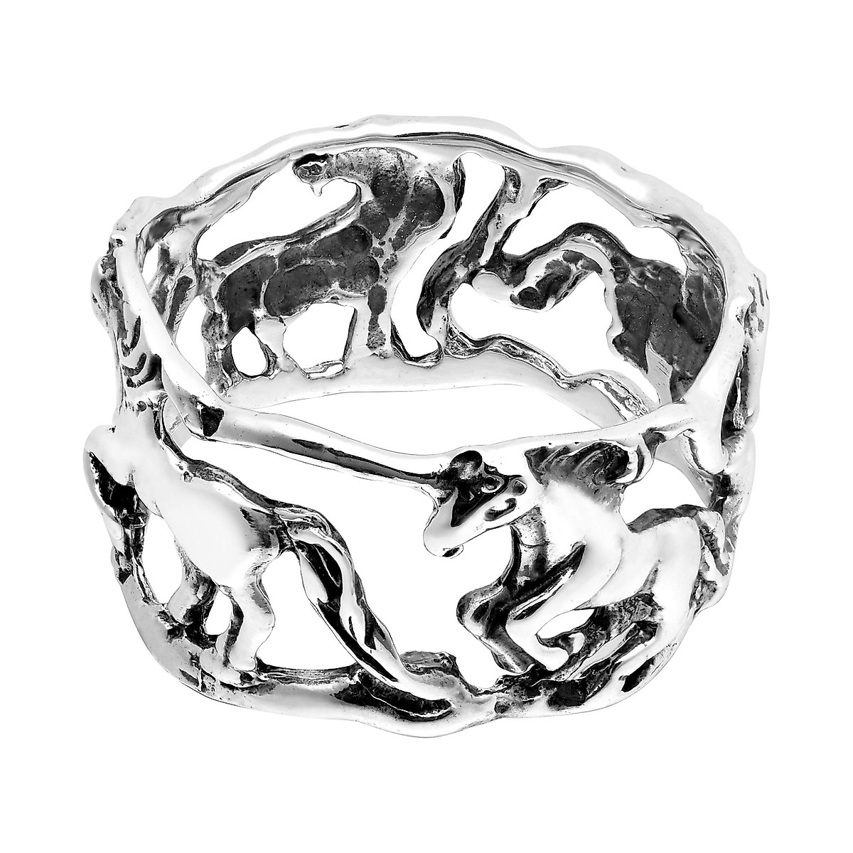 AeraVida Wild & Free Running Horses .925 Sterling Silver Ring (10) | Animal Inspired Ring for Women | Horse Jewelry