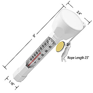 Kingsource Large Floating Pool Thermometer, Water Temperature Thermometers with String for Outdoor & Indoor Swimming Pools, Spas, Hot Tubs,Fish Ponds Thermometer Floating Easy Read