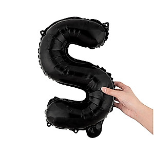 Restaurantware Balloonify 16 Inch Letter Balloon 1 Alphabet Party Balloon - Letter S Self-Sealing Black Foil Mylar Balloon Hanging Film Decoration For Birthday Wedding Or Graduation