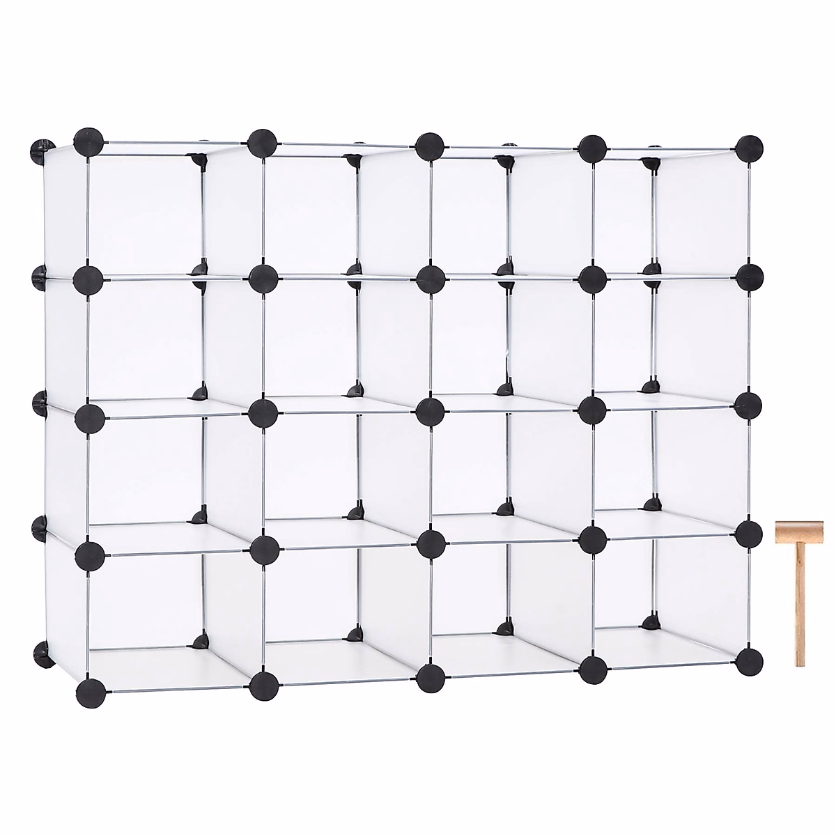 C&AHOME Plastic Shoe Rack,16-Cube Modular Shoes Storage Stand, Multifunction Closet Cabinet, Stackable Shoe Organizer for Bedroom Doorway Entryway Hallway, 36" L × 14.2" W × 28" H White SRP15A