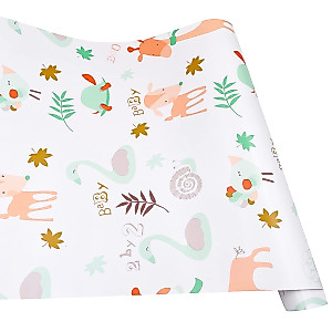 Yifasy Shelf Liner Zoo Park Self-Adhesive PVC Drawer Paper Furniture Protector Redo Toddler Makeup Dressing Table Kid Bookshelf 118x17.7 Inch