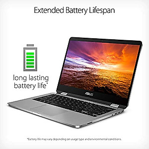 ASUS VivoBook Flip 14 Thin and Light 2-in-1 Laptop, 14” HD Touchscreen, Intel Celeron N4020 CPU, 4GB RAM, 128GB Storage, Windows 10 Home S, Microsoft 365, Light Grey, TPM, Fingerprint, J401MA-PS04T