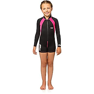 Cressi 1.5mm Neoprene One-Piece Long Sleeves Kids Swimsuit Shorty, Pink, Medium